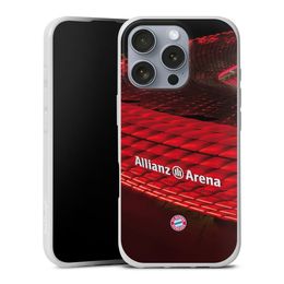 DeinDesign iPhone 16 Pro Handy Silikon H&uuml;lle Case wei&szlig; Handyh&uuml;lle Fc Bayern M&uuml;nchen Stadium Fcb Silikon Case