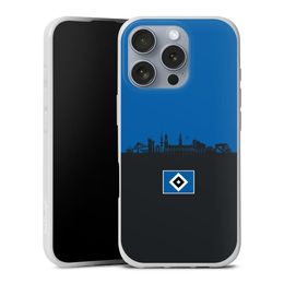 DeinDesign iPhone 16 Pro Handy Silikon H&uuml;lle Case wei&szlig; Handyh&uuml;lle Hsv Skyline Hamburg Silikon Case