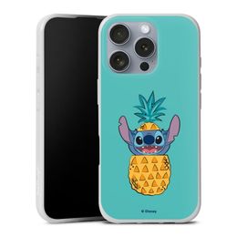 DeinDesign iPhone 16 Pro Handy Silikon H&uuml;lle Case wei&szlig; Handyh&uuml;lle Disney Lilo & Stitch Pineapple Silikon Case