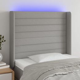vidaXL LED Kopfteil Hellgrau 103x16x118/128 cm Stoff