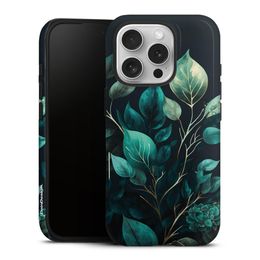 DeinDesign iPhone 16 Pro Handy Panzer Handyh&uuml;lle robuste Outdoor H&uuml;lle Schutzh&uuml;lle gl&auml;nzend Eukalyptus Leaves Black Tough Case