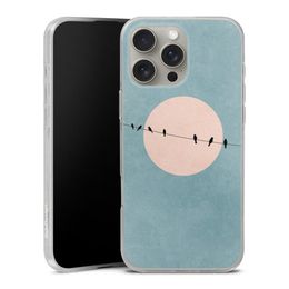 DeinDesign iPhone 16 Pro Max Handy Silikon H&uuml;lle Case transparent Handyh&uuml;lle Bird Turquoise Moon Silikon Case