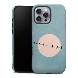DeinDesign iPhone 16 Pro Max Handy Panzer Handyh&uuml;lle robuste Outdoor H&uuml;lle Schutzh&uuml;lle gl&auml;nzend Bird Turquoise Moon Tough Case