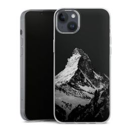 DeinDesign iPhone 14 Plus Handy Silikon H&uuml;lle Case transparent Handyh&uuml;lle Mountain Snow Mountain Top Silikon Case