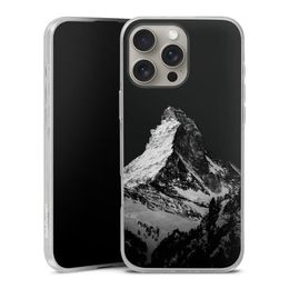 DeinDesign iPhone 16 Pro Max Handy Silikon H&uuml;lle Case transparent Handyh&uuml;lle Mountain Snow Mountain Top Silikon Case