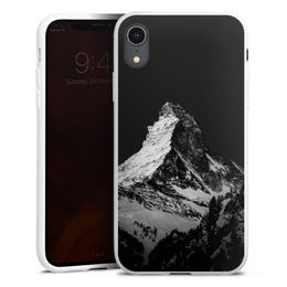 DeinDesign iPhone Xr Handy Silikon H&uuml;lle Case wei&szlig; Handyh&uuml;lle Mountain Snow Mountain Top Silikon Case
