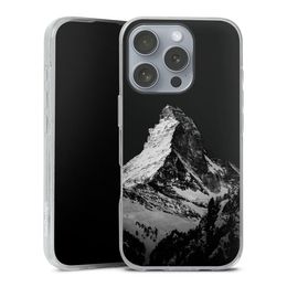 DeinDesign iPhone 16 Pro Handy Silikon H&uuml;lle Case transparent Handyh&uuml;lle Mountain Snow Mountain Top Silikon Case
