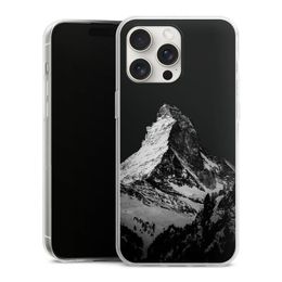 DeinDesign iPhone 15 Pro Max Handy Silikon H&uuml;lle Case transparent Handyh&uuml;lle Mountain Snow Mountain Top Silikon Case