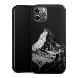 DeinDesign iPhone 12 Pro Handy Silikon H&uuml;lle Case schwarz Handyh&uuml;lle Mountain Snow Mountain Top