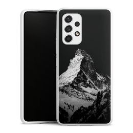 DeinDesign Galaxy A53 5G Handy Silikon H&uuml;lle Case wei&szlig; Handyh&uuml;lle Snow Mountain Mountain Top Silikon Case
