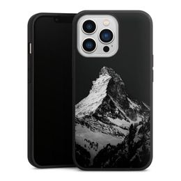 DeinDesign iPhone 13 Pro Handy Premium Silikon H&uuml;lle Handyh&uuml;lle schwarz Case Mountain Snow Mountain Top Silikon Premium Case