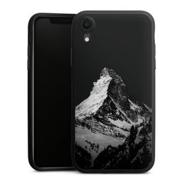 DeinDesign iPhone Xr Handy Premium Silikon H&uuml;lle Handyh&uuml;lle schwarz Case Mountain Snow Mountain Top Silikon Premium Case