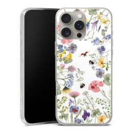 DeinDesign iPhone 16 Pro Max Handy Silikon H&uuml;lle Case transparent Handyh&uuml;lle Flowers Bee Muster Silikon Case
