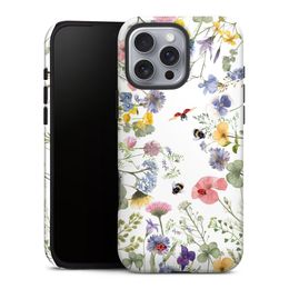 DeinDesign iPhone 16 Pro Max Handy Panzer Handyh&uuml;lle robuste Outdoor H&uuml;lle Schutzh&uuml;lle gl&auml;nzend Flowers Bee Muster Tough Case
