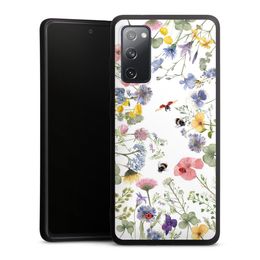 DeinDesign Galaxy S20 FE Handy Premium Silikon H&uuml;lle Handyh&uuml;lle schwarz Case Muster Flowers Bee Silikon Premium Case