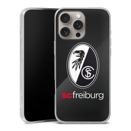DeinDesign iPhone 16 Pro Max Handy Silikon H&uuml;lle Case transparent Handyh&uuml;lle Sc Freiburg Lettering Logo Silikon Case
