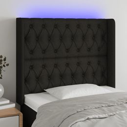 vidaXL LED Kopfteil Schwarz 93x16x118/128 cm Stoff