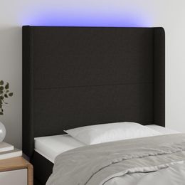 vidaXL LED Kopfteil Schwarz 83x16x118/128 cm Stoff
