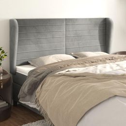 vidaXL Kopfteil mit Ohren Hellgrau 183x23x118/128 cm Samt