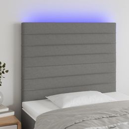 vidaXL LED Kopfteil Dunkelgrau 90x5x118/128 cm Stoff