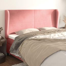 vidaXL Kopfteil mit Ohren Rosa 203x23x118/128 cm Samt