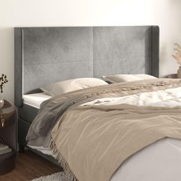 vidaXL Kopfteil mit Ohren Hellgrau 163x16x118/128 cm Samt