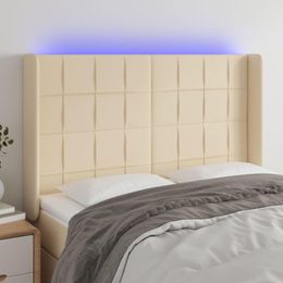 vidaXL LED Kopfteil Creme 147x16x118/128 cm Stoff