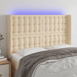 vidaXL LED Kopfteil Creme 147x16x118/128 cm Stoff
