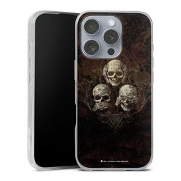 DeinDesign iPhone 16 Pro Handy Silikon H&uuml;lle Case transparent Handyh&uuml;lle Gothic Art Skulls Silikon Case