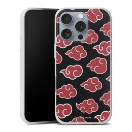 DeinDesign iPhone 16 Pro Handy Silikon H&uuml;lle Case wei&szlig; Handyh&uuml;lle Naruto Shippuden Pattern Akatsuki Silikon Case