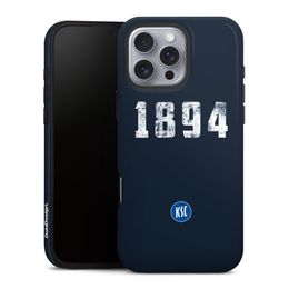 DeinDesign iPhone 16 Pro Max Handy Panzer Handyh&uuml;lle robuste Outdoor H&uuml;lle Schutzh&uuml;lle gl&auml;nzend Karlsruher Sc Ksc Bundesliga Tough Case