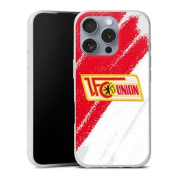 DeinDesign iPhone 16 Pro Handy Silikon H&uuml;lle Case wei&szlig; Handyh&uuml;lle 1. Fc Union Berlin Logo Official Licensed Product Silikon Case