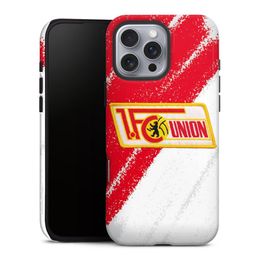 DeinDesign iPhone 16 Pro Max Handy Panzer Handyh&uuml;lle robuste Outdoor H&uuml;lle Schutzh&uuml;lle gl&auml;nzend 1. Fc Union Berlin Logo Official Licensed Product Tough Case