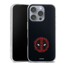 DeinDesign iPhone 16 Pro Handy Silikon H&uuml;lle Case transparent Handyh&uuml;lle Logo Marvel Deadpool Silikon Case