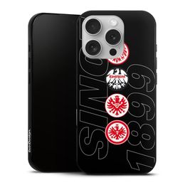 DeinDesign iPhone 16 Pro Handy Slim Case extra d&uuml;nn Silikon Handyh&uuml;lle schwarz H&uuml;lle Eagle Logo Eintracht Frankfurt Silikon Slim Case