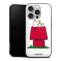 DeinDesign iPhone 16 Pro Handy Slim Case extra d&uuml;nn Silikon Handyh&uuml;lle schwarz H&uuml;lle Snoopy Peanuts Official Licensed Product Silikon Slim Case