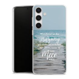 DeinDesign Galaxy S24+ Handy Silikon H&uuml;lle Case transparent Handyh&uuml;lle Spruch Beach Statement Silikon Case