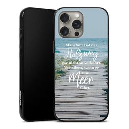 DeinDesign iPhone 16 Pro Max Handy Silikon H&uuml;lle Case schwarz Handyh&uuml;lle Statement Beach Spruch