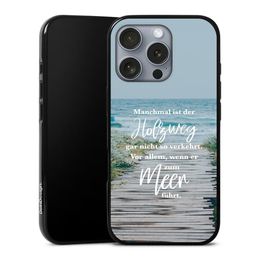 DeinDesign iPhone 16 Pro Handy Silikon H&uuml;lle Case schwarz Handyh&uuml;lle Statement Beach Spruch