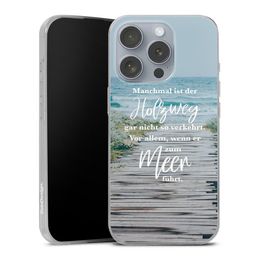 DeinDesign iPhone 16 Pro Handy Slim Case Silikon Handyh&uuml;lle transparent H&uuml;lle extra d&uuml;nn Statement Beach Spruch Silikon Slim Case