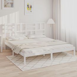 vidaXL Massivholzbett Weiß 200x200 cm - Bettrahmen - Bettgestell - Bett - Holzbettrahmen