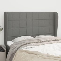 vidaXL Kopfteil mit Ohren Dunkelgrau 147x23x118/128 cm Stoff
