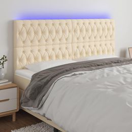 vidaXL LED Kopfteil Creme 200x7x118/128 cm Stoff