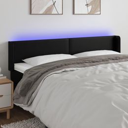 vidaXL LED Kopfteil Schwarz 203x16x78/88 cm Kunstleder