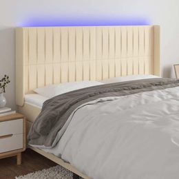 vidaXL LED Kopfteil Creme 183x16x118/128 cm Stoff