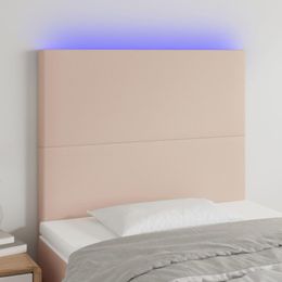 vidaXL LED Kopfteil Cappuccino-Braun 90x5x118/128 cm Kunstleder