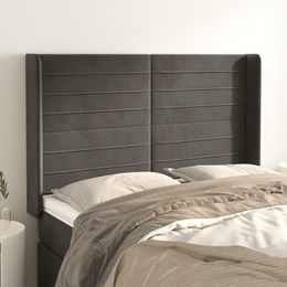 vidaXL Kopfteil mit Ohren Dunkelgrau 147x16x118/128 cm Samt