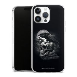 DeinDesign iPhone 14 Pro Max Handy Silikon H&uuml;lle Case transparent Handyh&uuml;lle Raven Skulls Skull Silikon Case
