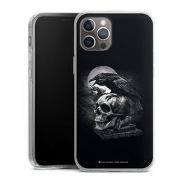 DeinDesign iPhone 12 Pro Max Handy Silikon H&uuml;lle Case transparent Handyh&uuml;lle Raven Skulls Skull Silikon Case