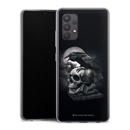 DeinDesign Galaxy A32 4G Handy Silikon H&uuml;lle Case transparent Handyh&uuml;lle Raven Skulls Skull Silikon Case